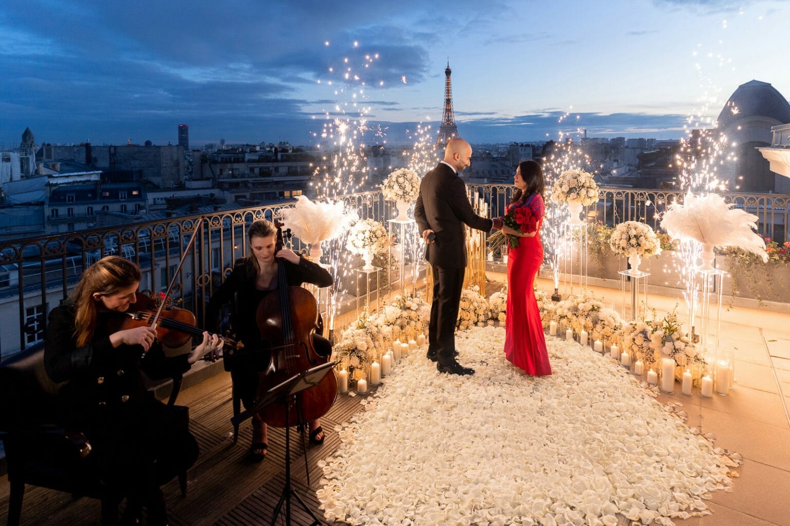 Dazzling Winter-white Peninsula Hotel Paris Proposal